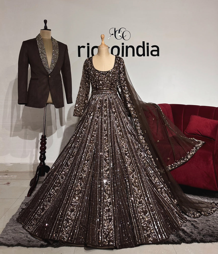 BROWN BRIDE & GROOM OUTFITS – Ricco India