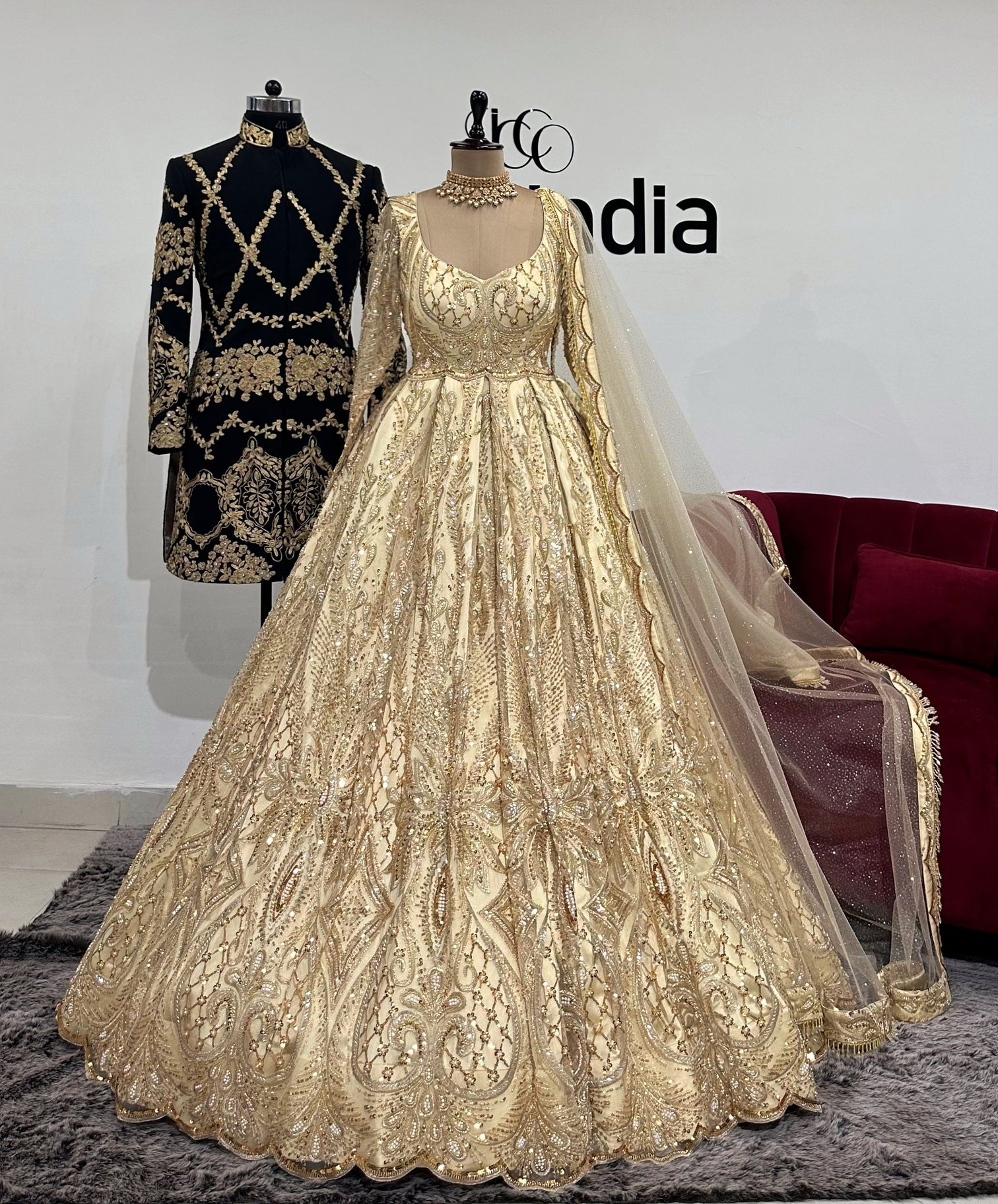 Custom Pearl and dabka work gown – Ricco India