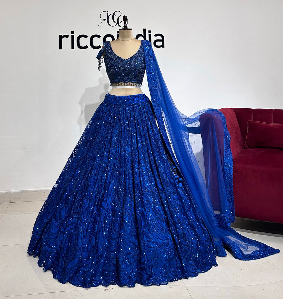 ROYAL BLUE SPARKLING LEHENGA – Ricco India