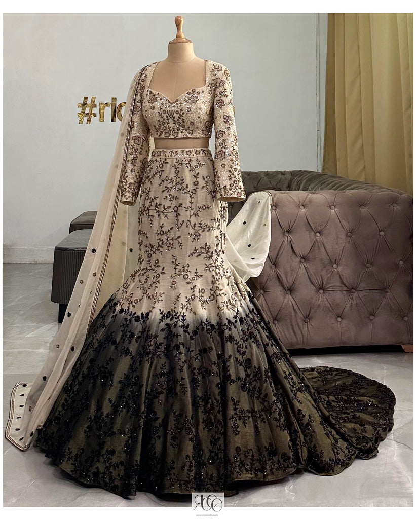 GOLD MERMAID OMBRE LEHENGA – Ricco India
