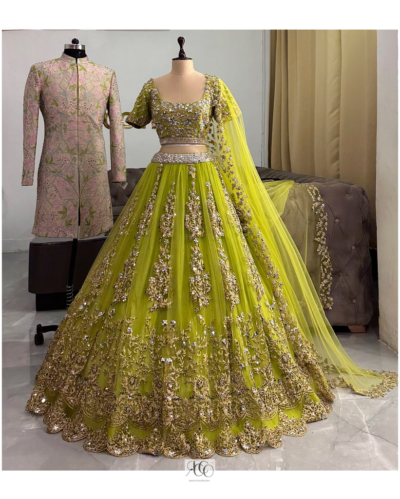 NEON GREEN BRIDE & GROOM SET – Ricco India