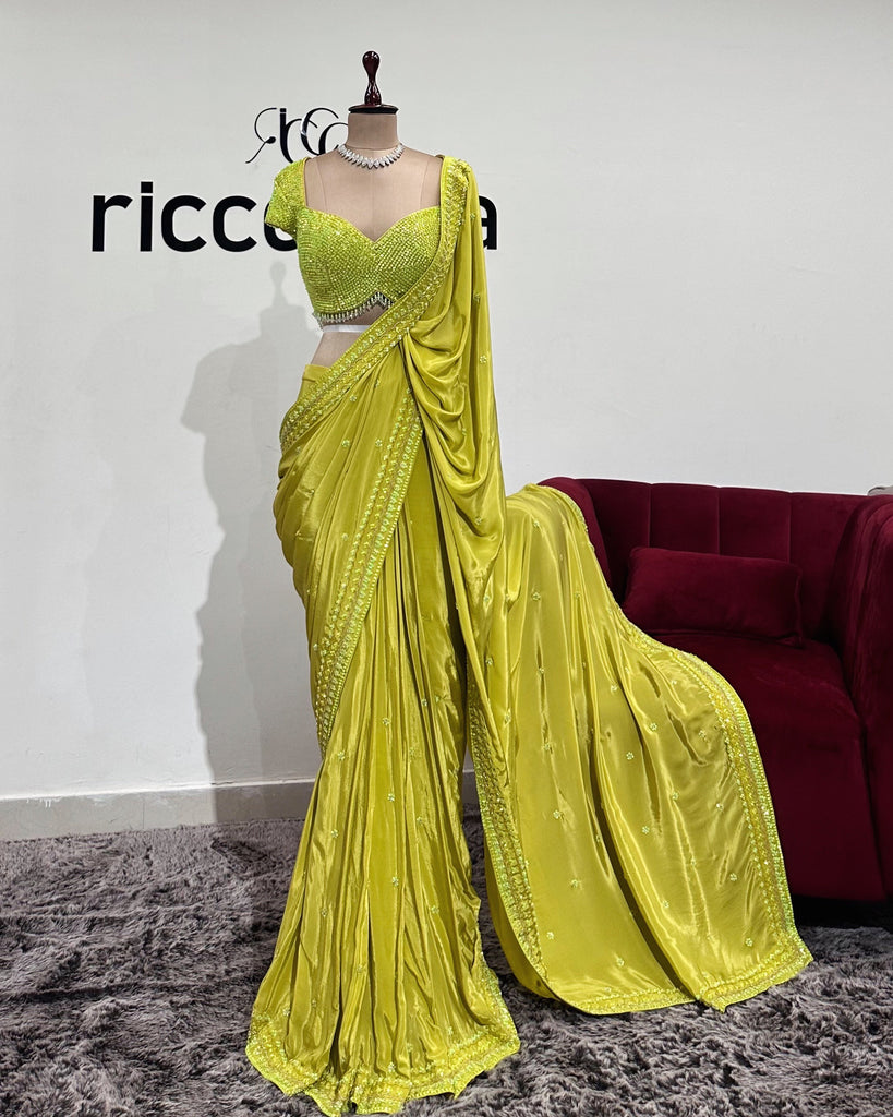 NEON GREEN SAREE – Ricco India