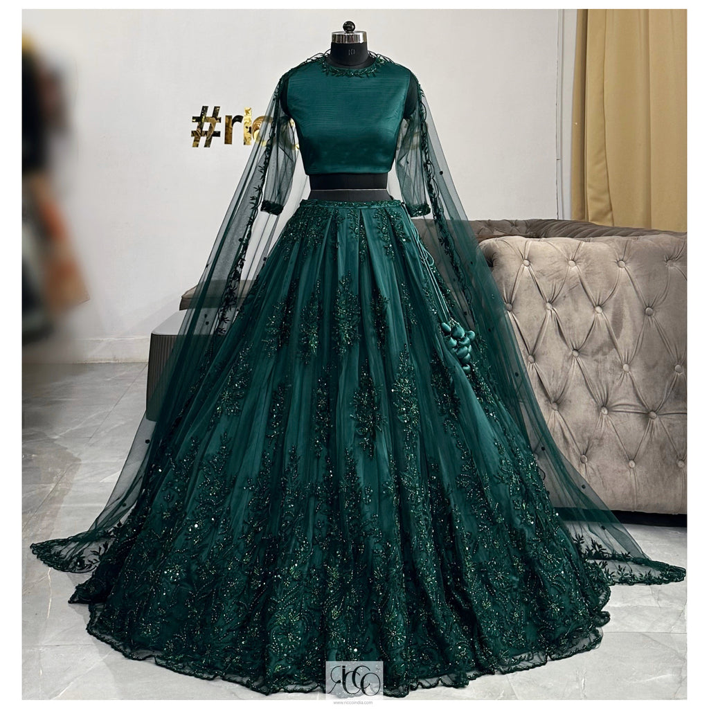 EMERALD GREEN LEHENGA – Ricco India