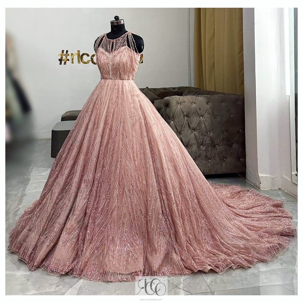 DUSKY PINK BALL GOWN – Ricco India