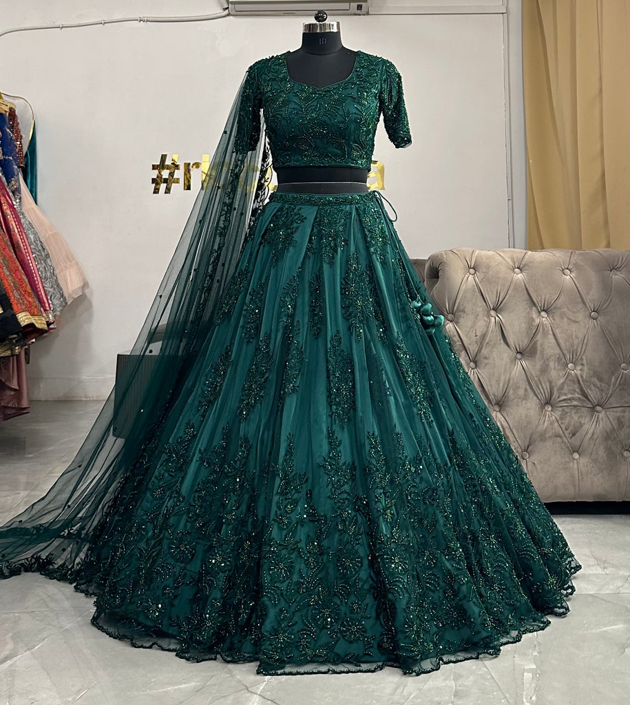 EMRALD GREEN LEHENGA – Ricco India
