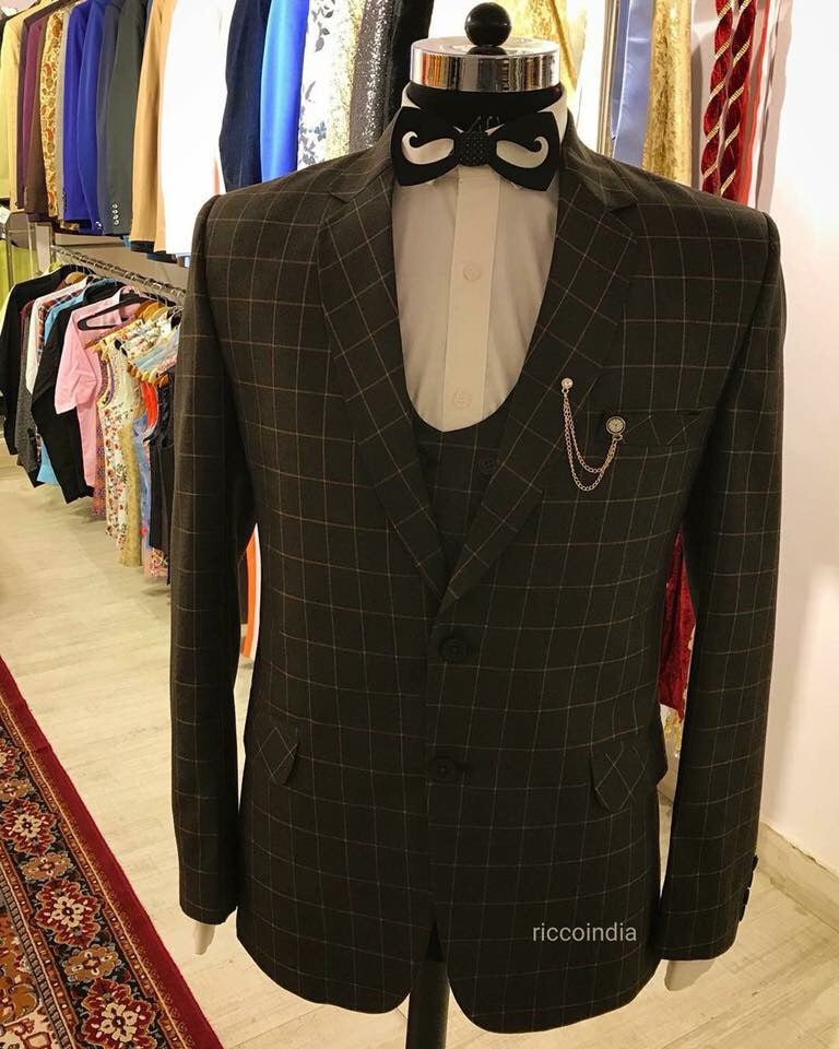 Checkered three piece tuxedo – Ricco India